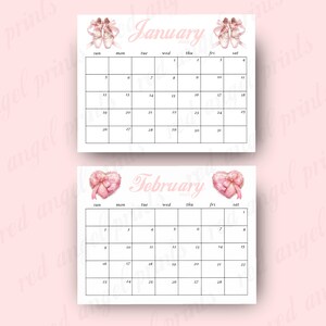 Coquette Calendar 2025, 2025 Full Year Calendar, Girly Pink Calendar ...