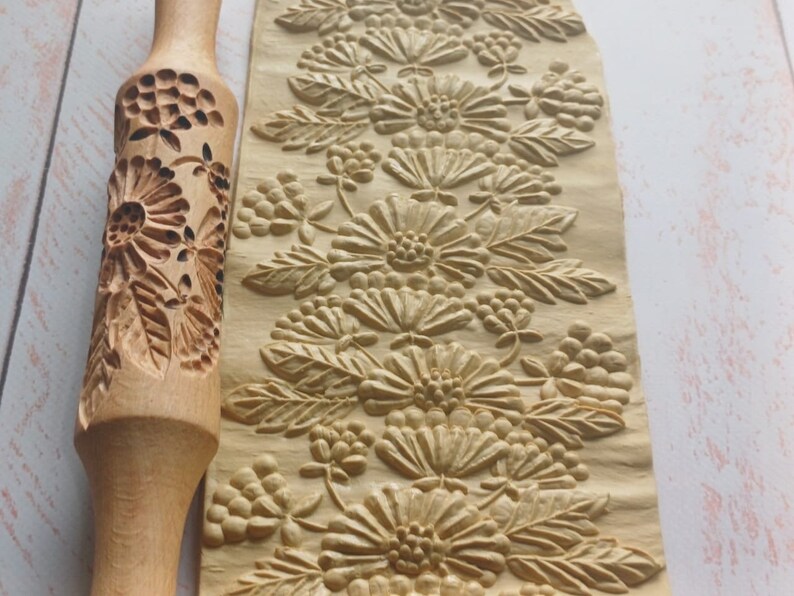 Engraved Rolling Pin-rolling Pin Embossed-rolling Pin With Flower - Etsy
