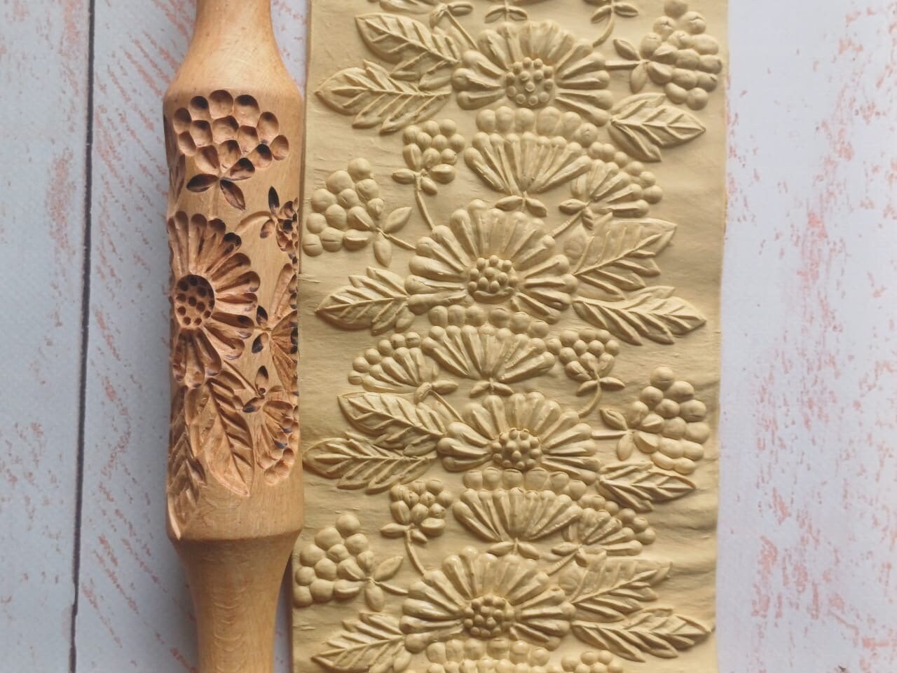 Engraved Rolling Pin-rolling Pin Embossed-rolling Pin With Flower - Etsy