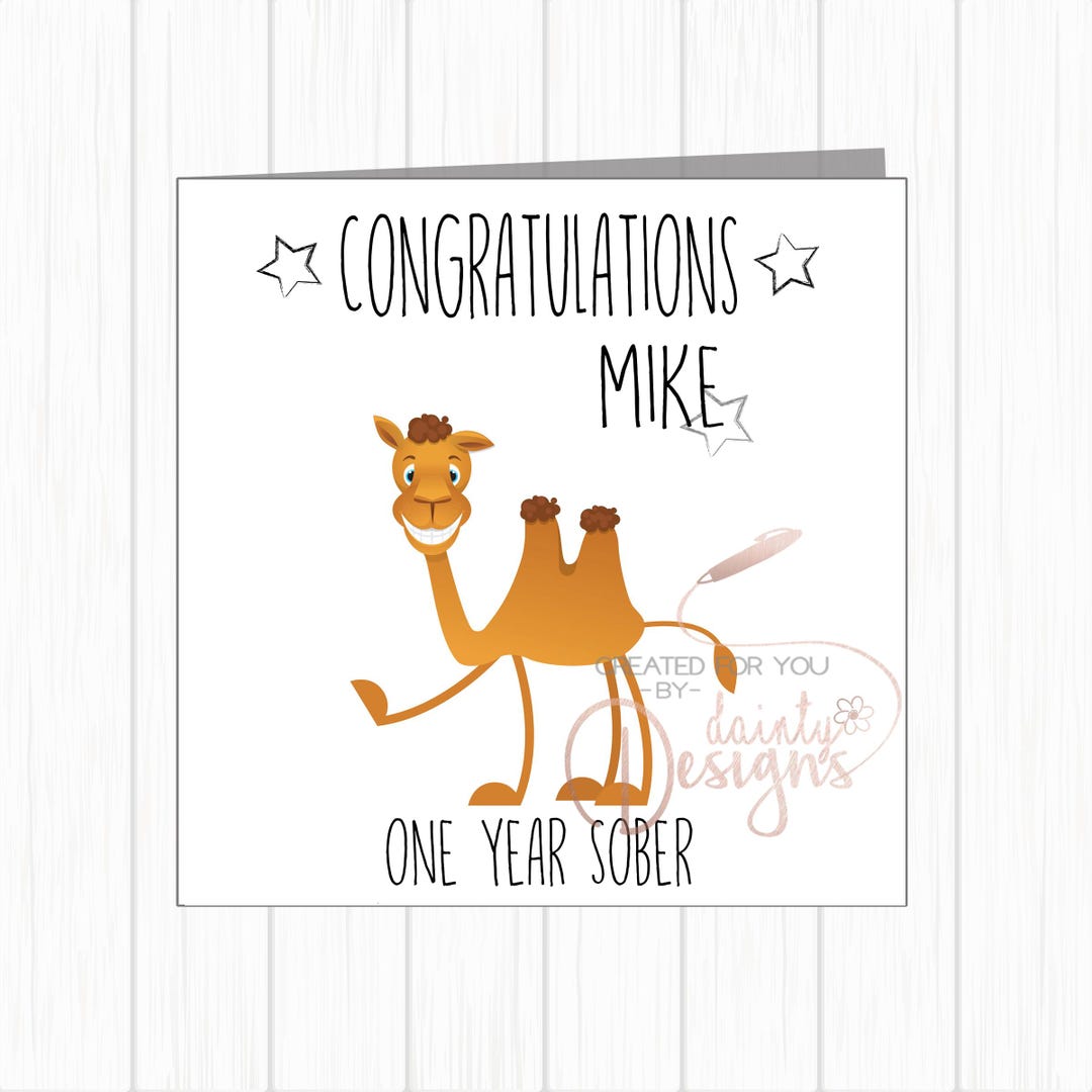 Personalised Sobriety Camel Card Anniversary Congratulations Recovery ...
