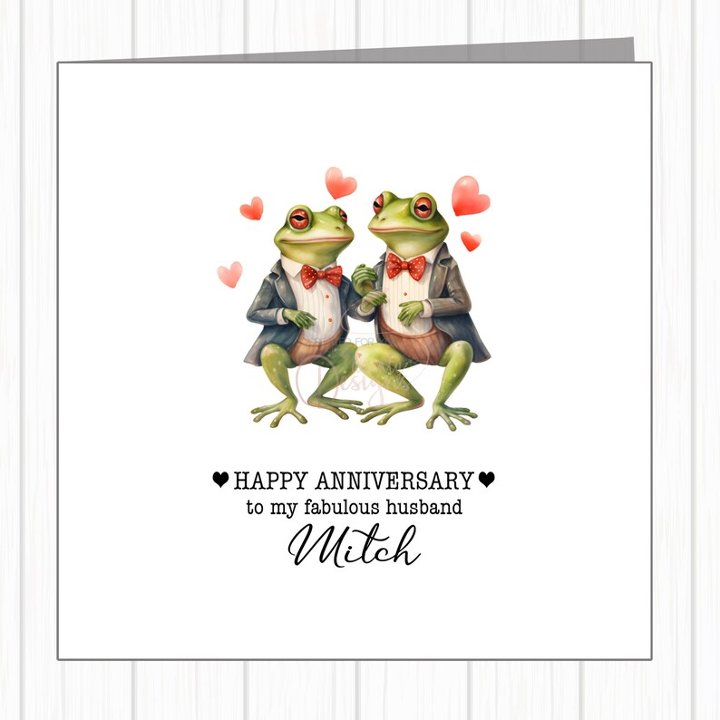 LGBTQ+ Gay Anniversary Card - Male Elegant Frog Couple - Husband ...