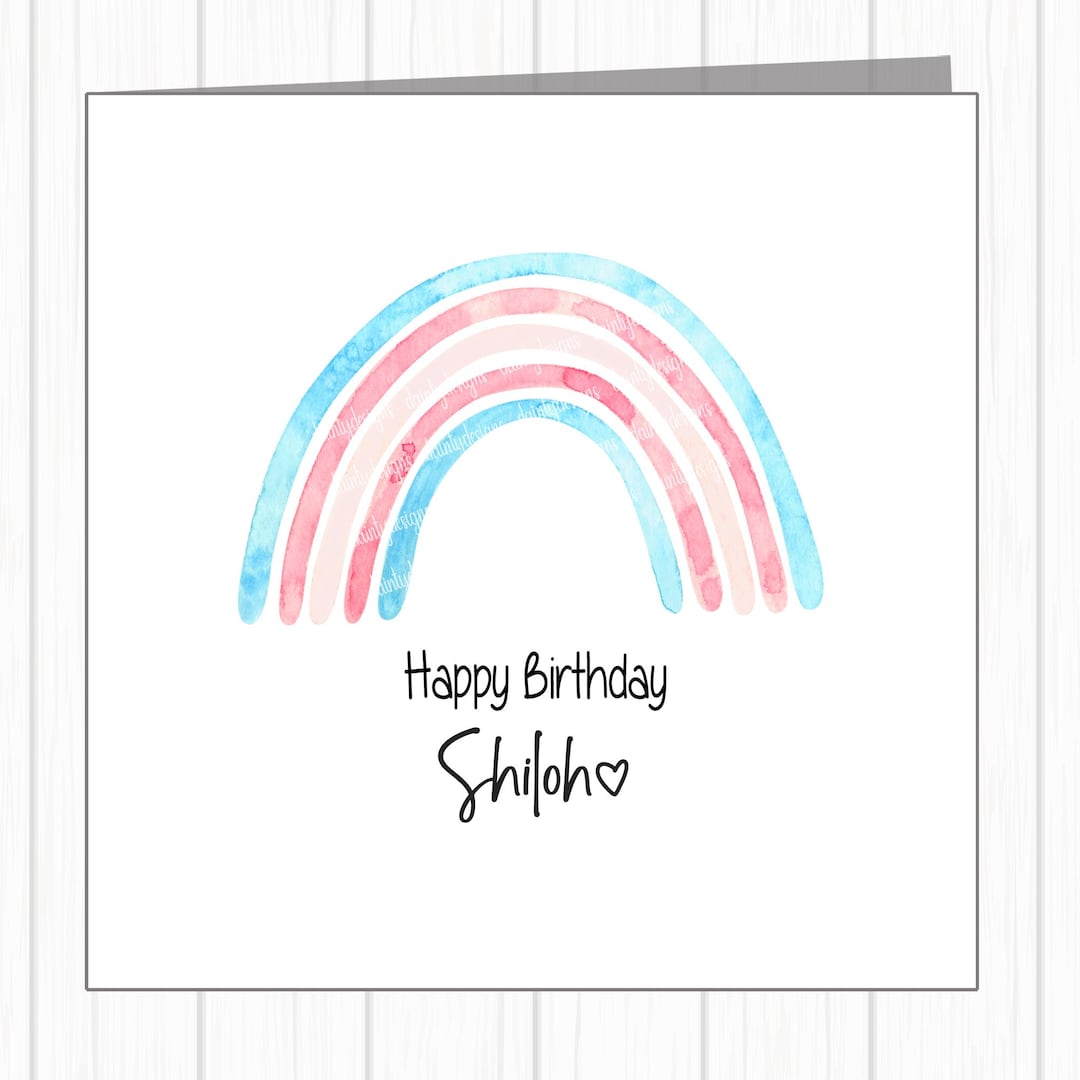 LGBTQ+ Transgender Personalised Birthday Card - Watercolour Rainbow in ...