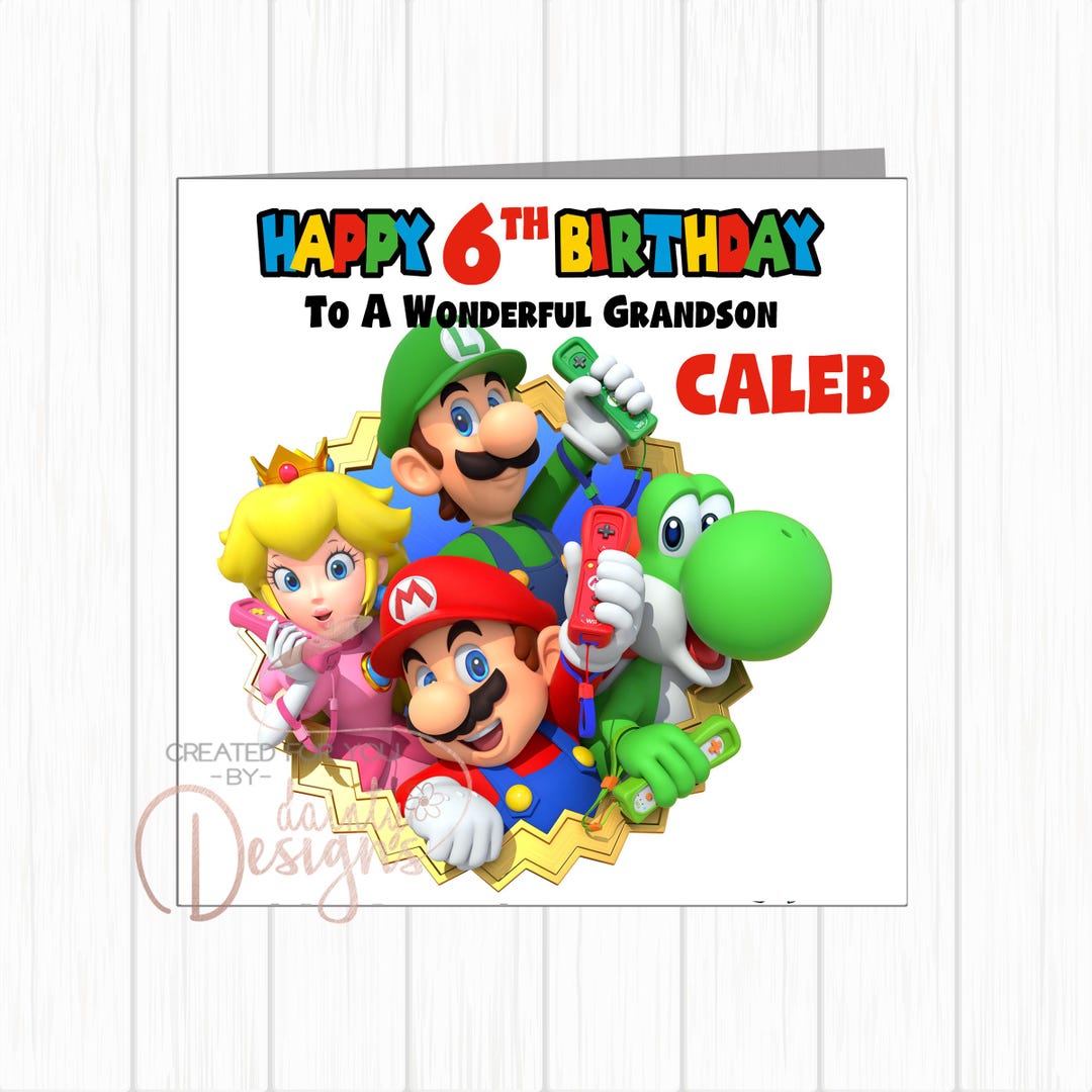 Personalised Birthday Card - Super Mario Characters - for Him, for Her ...