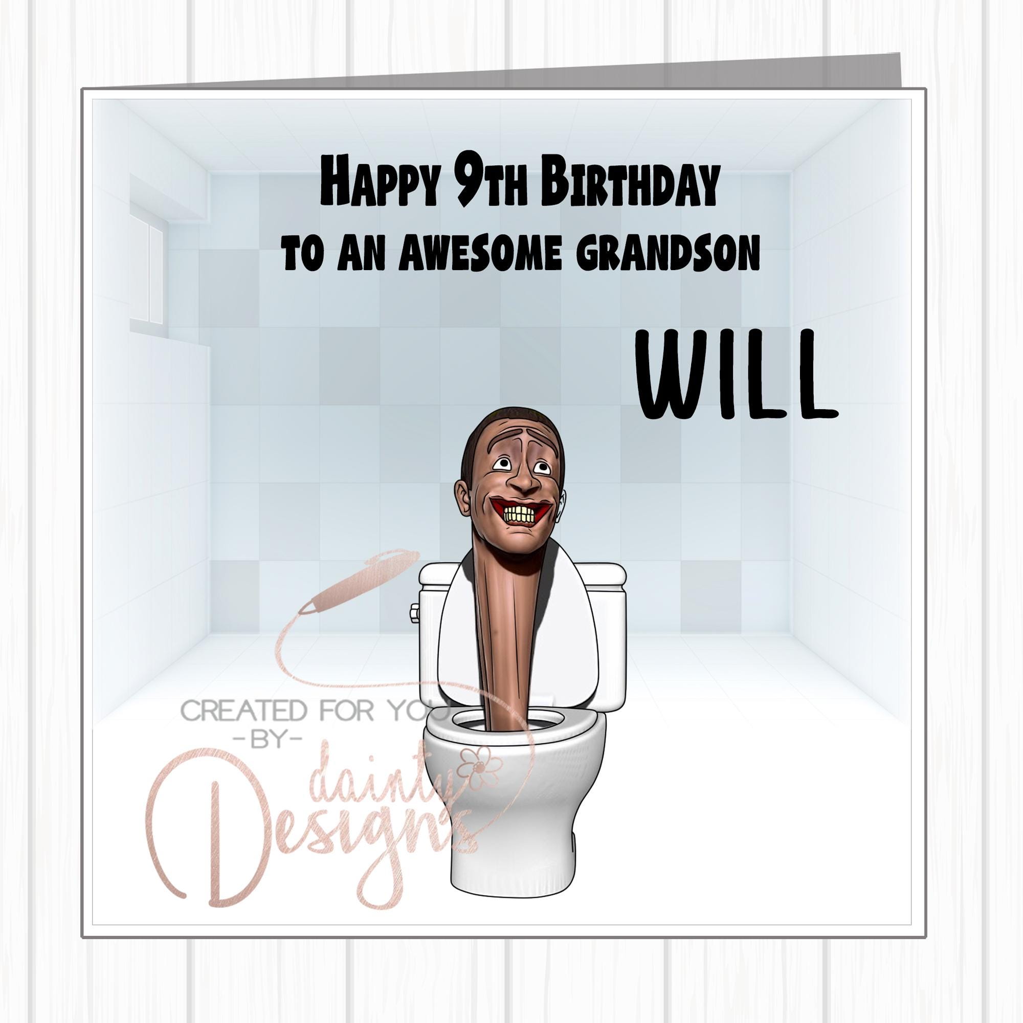 Personalised Birthday Card - Skibidi Toilet Head - Son, Grandson ...