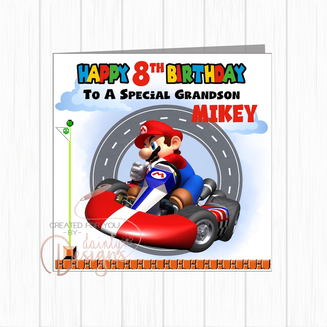 Personalised Birthday Card - Super Mario Kart - for Him, for Her, Any ...