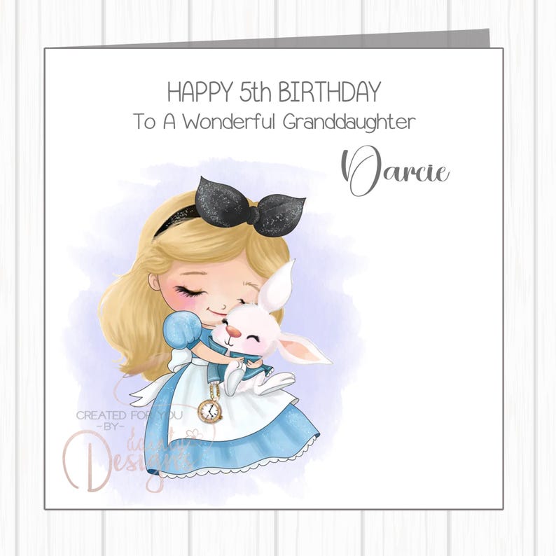 Personalised Birthday Card - Alice Hugging Rabbit - Daughter ...
