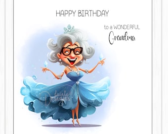 Personalised Funny Birthday Card - Dancing Older Lady Having Great Fun ...