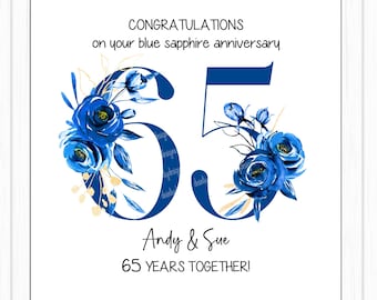 Sapphire Anniversary Card|65th Anniversary|parents - Etsy