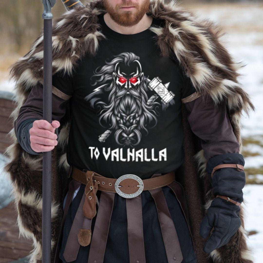 Viking Men Shirt, Thors Hammer, Valhalla, Unisex T-shirt, Norse ...