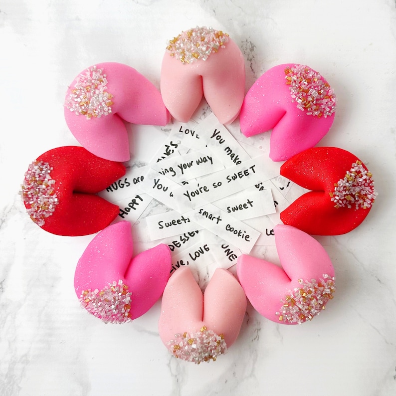 Valentine's Day Marzipan Fortune Cookies - Red, Pink and Natural ...