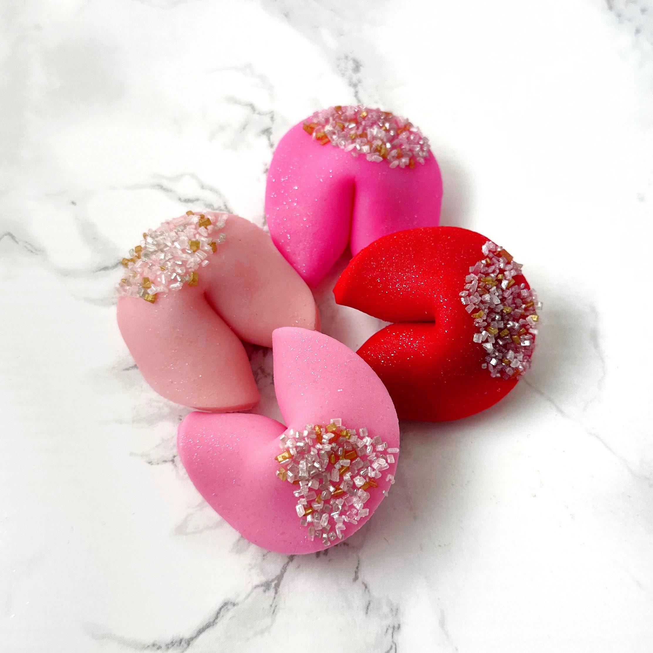 Valentine's Day Marzipan Fortune Cookies - Red, Pink and Natural ...