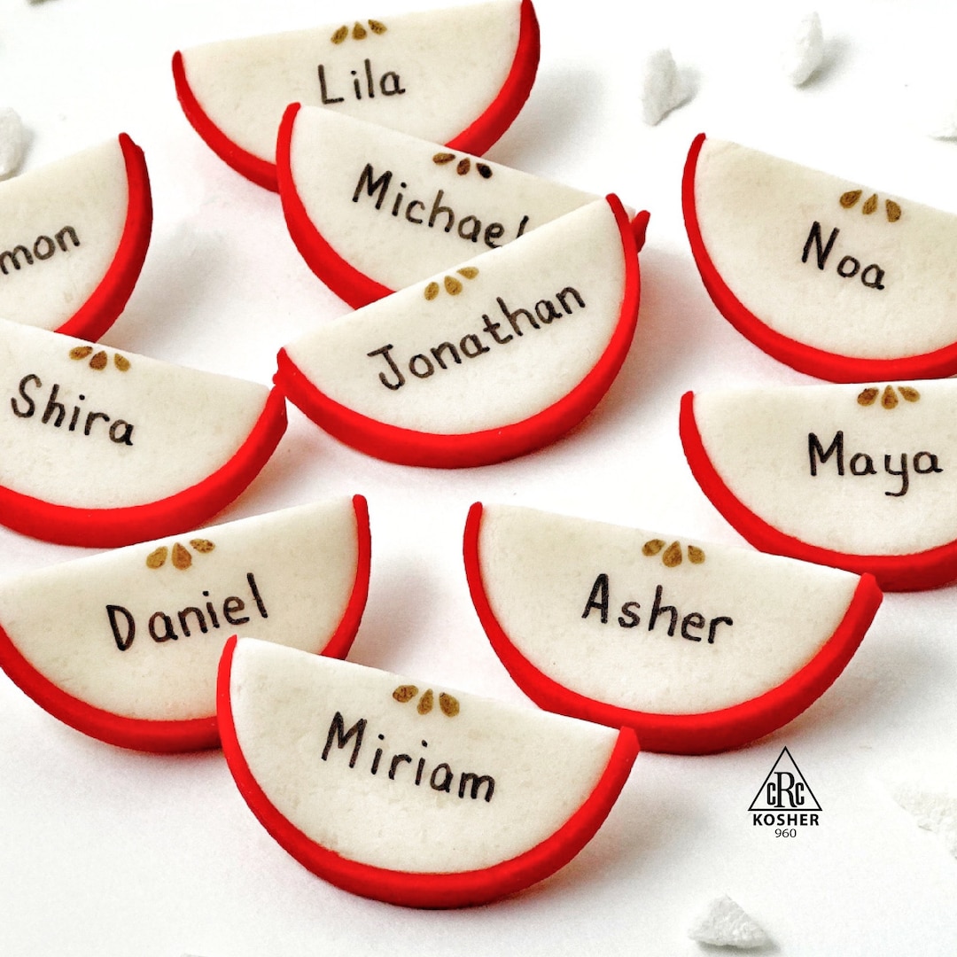 Rosh Hashanah Personalized Apple Slice Place Cards! Custom Jewish New ...