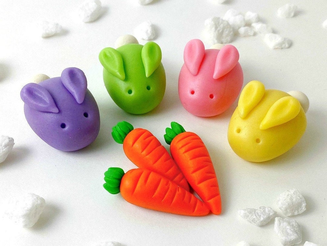 Pastel Easter Bunnies Candy Treats - Edible Marzipan Gift Sculptures ...