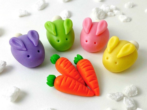 Pastel Easter Bunnies Candy Treats Edible Marzipan Gift | Etsy