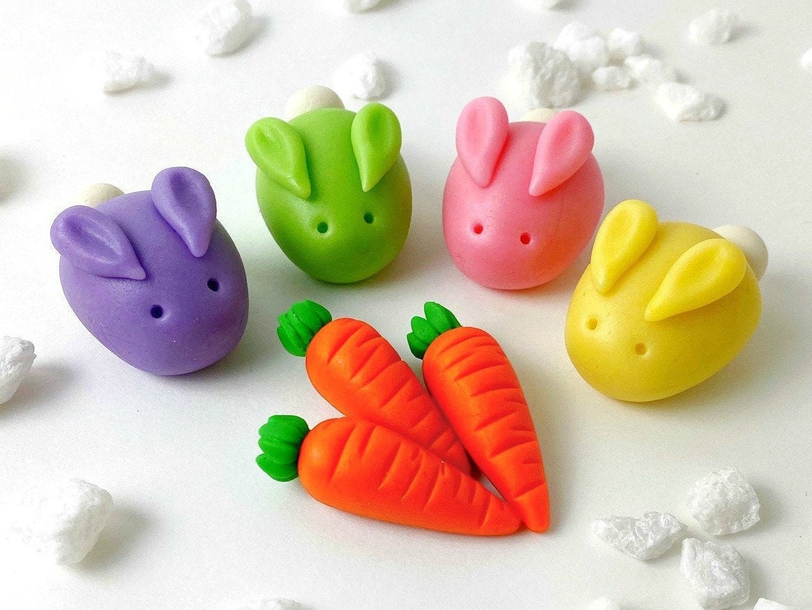 Pastel Easter Bunnies Candy Treats - Edible Marzipan Gift Sculptures ...