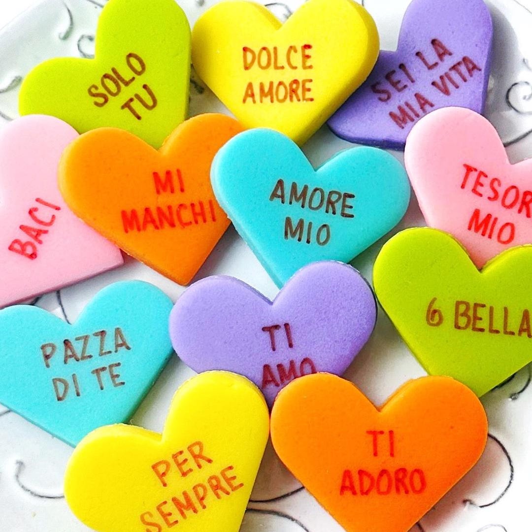 Italian Conversation Hearts Candy - Cuori Di Caramella in Italiano ...