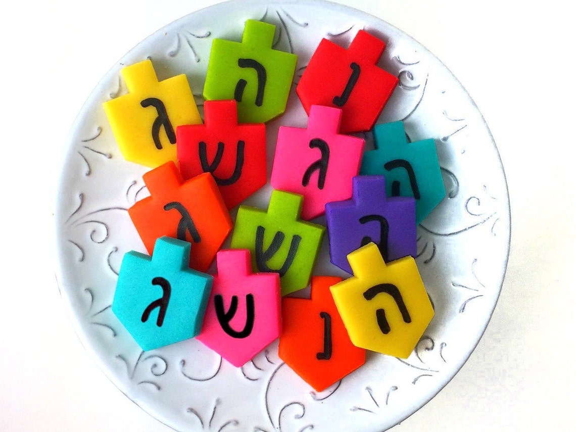 Hanukkah Dreidel Marzipan Candy Tiles! Bright Colors! Delicious Kids ...