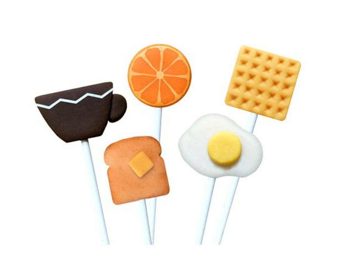Breakfast Marzipan Candy Lollipops: Toast, Eggs, Waffles, Oranges and ...