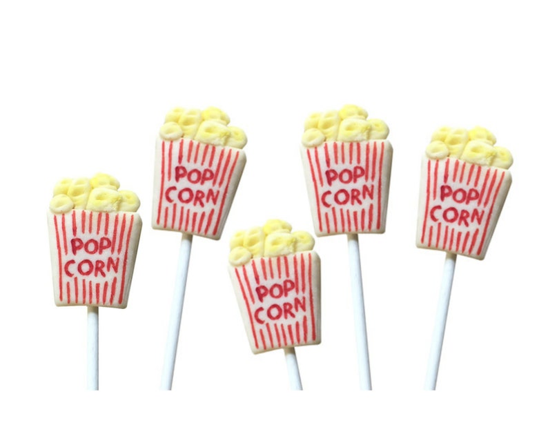Popcorn Marzipan Candy Lollipops: Movie Movie a Delicious - Etsy