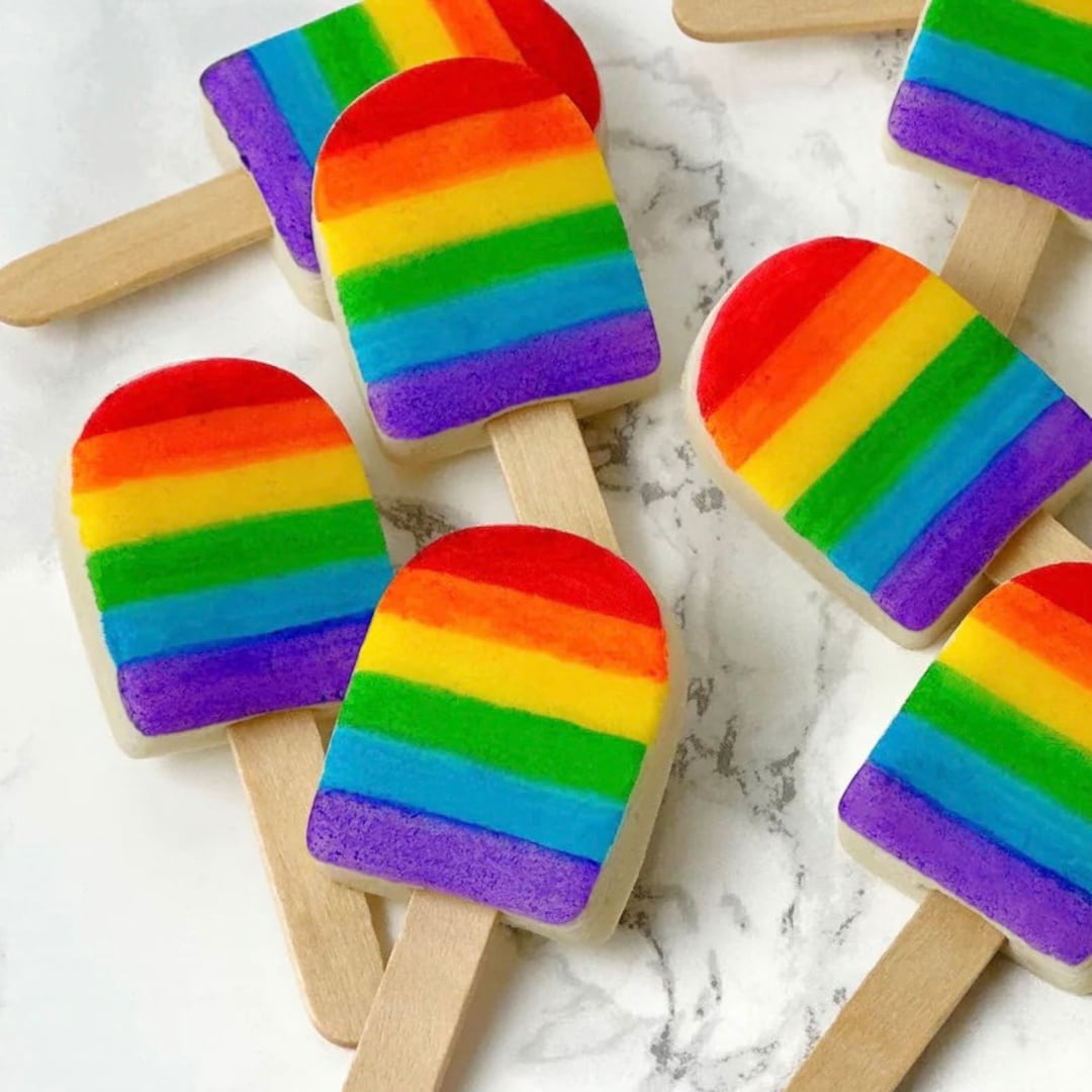 Rainbow Pride Popsicle Marzipan Lollipops With Real Mini Popsicle ...