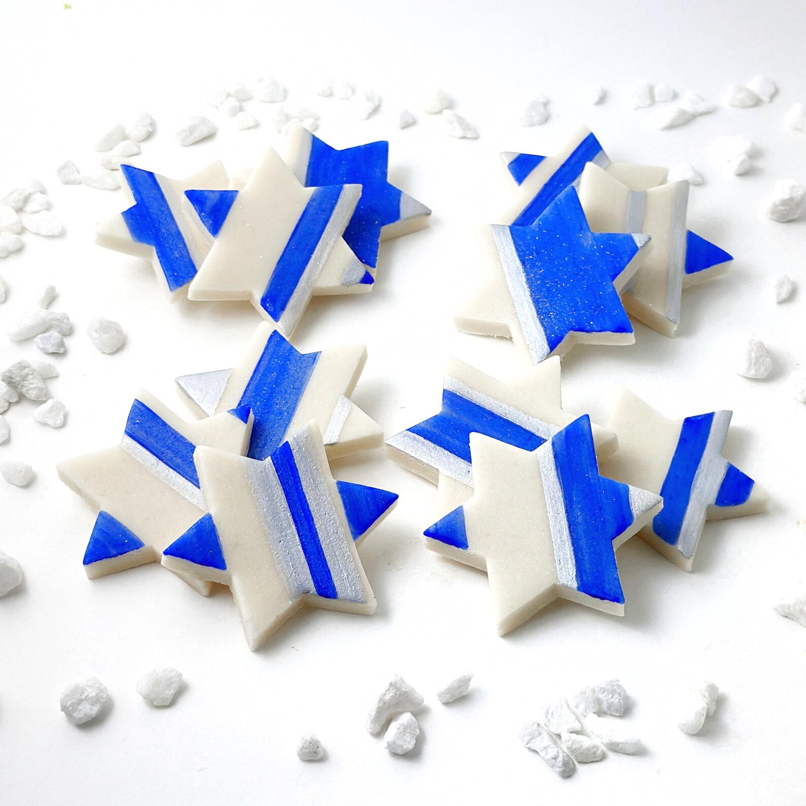 Star of David Candy Tiles! Hand-painted in Blue and Edible Silver ...