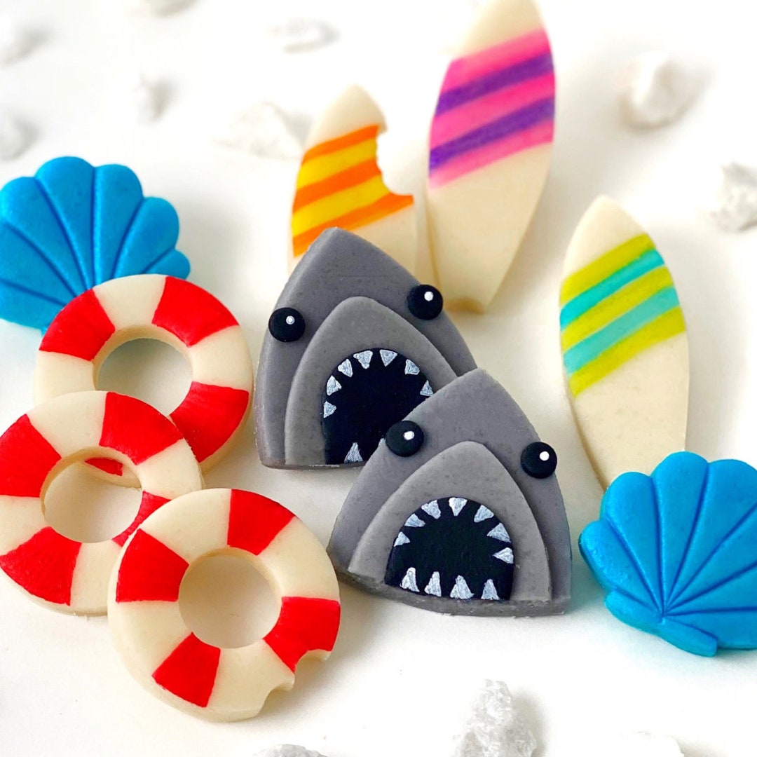 Shark Week and Beach Party Marzipan Candy Tiles Sharks - Etsy