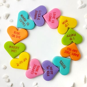 Personalized Conversation Hearts Candy - Marzipan Candy Tiles ...