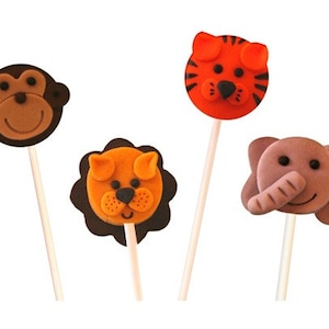 Jungle Animal Marzipan Candy Lollipops - Monkey, Elephant, Tiger, Lion ...
