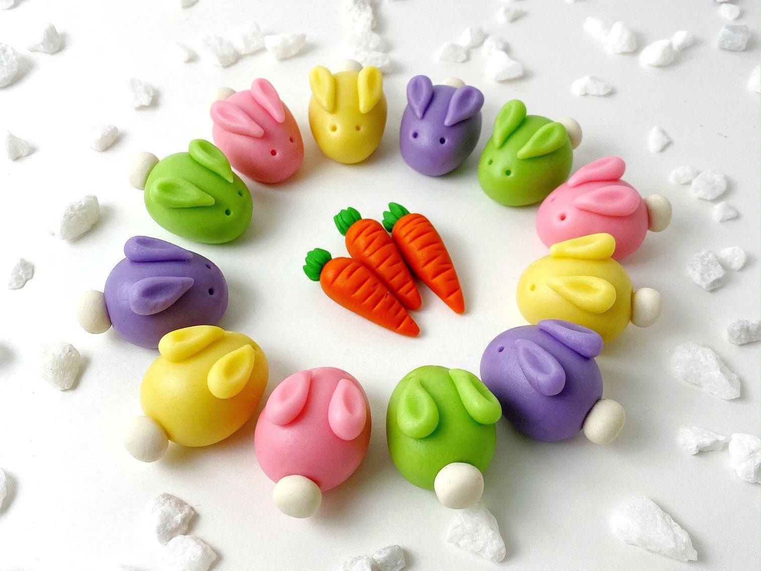 Natural Easter Bunnies Candy Treats - Edible Marzipan Gift Sculptures ...