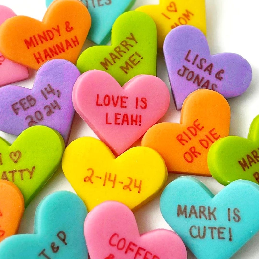 Personalized Marzipan Conversation Hearts – Valentine's Day Candy - Etsy