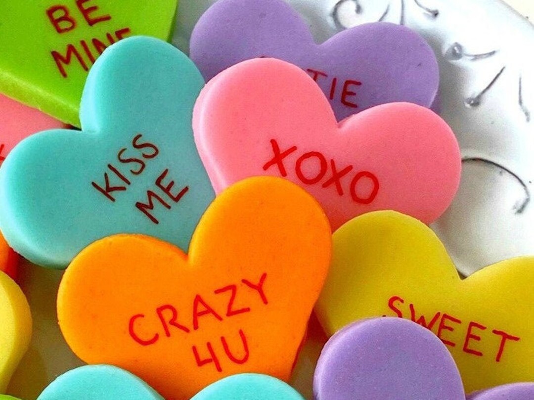 Valentine's Day Candy - Marzipan Conversation Hearts - Heart Table ...