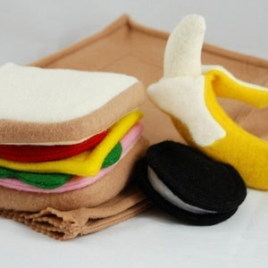 SACK LUNCH - PDF Felt Food Pattern (sandwich, Chocolate Cookie, Banana ...