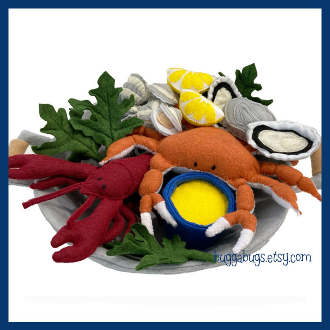 SEAFOOD DINNER - PDF Sewing Pattern (lobster, Crab, Oyster, Clam, Kale ...