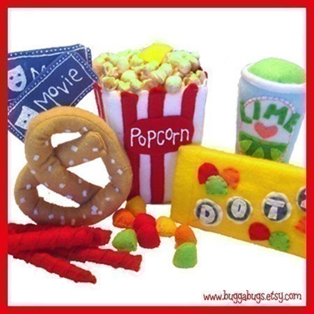 MOVIE TIME - PDF Felt Food Pattern (popcorn, Candy, Pretzel, Licorice ...