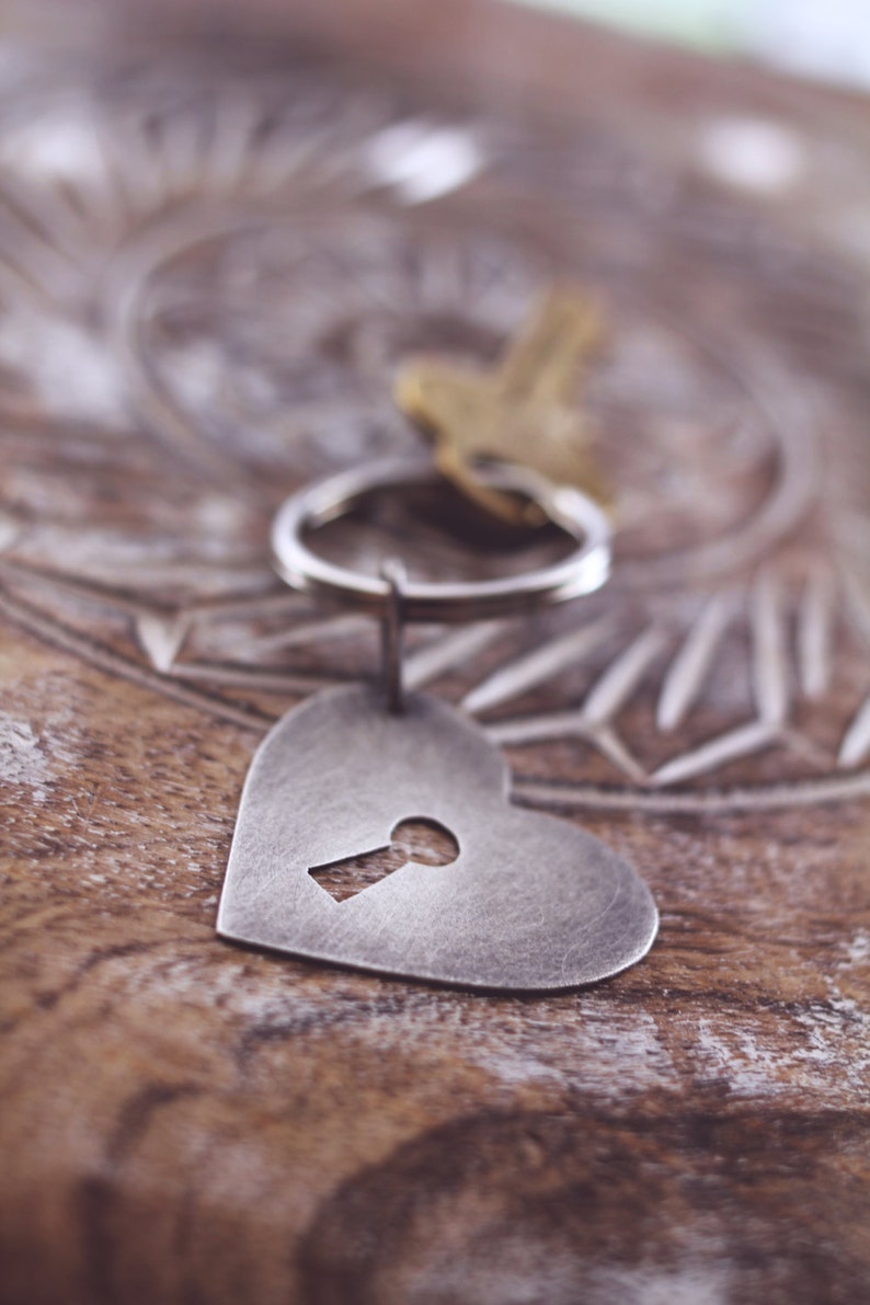 Sterling Silver Key to My Heart Keychains heart With Keyhole - Etsy