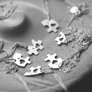 Personalized Sterling Silver Heart Shape Jigsaw Puzzle (charms/pendant ...