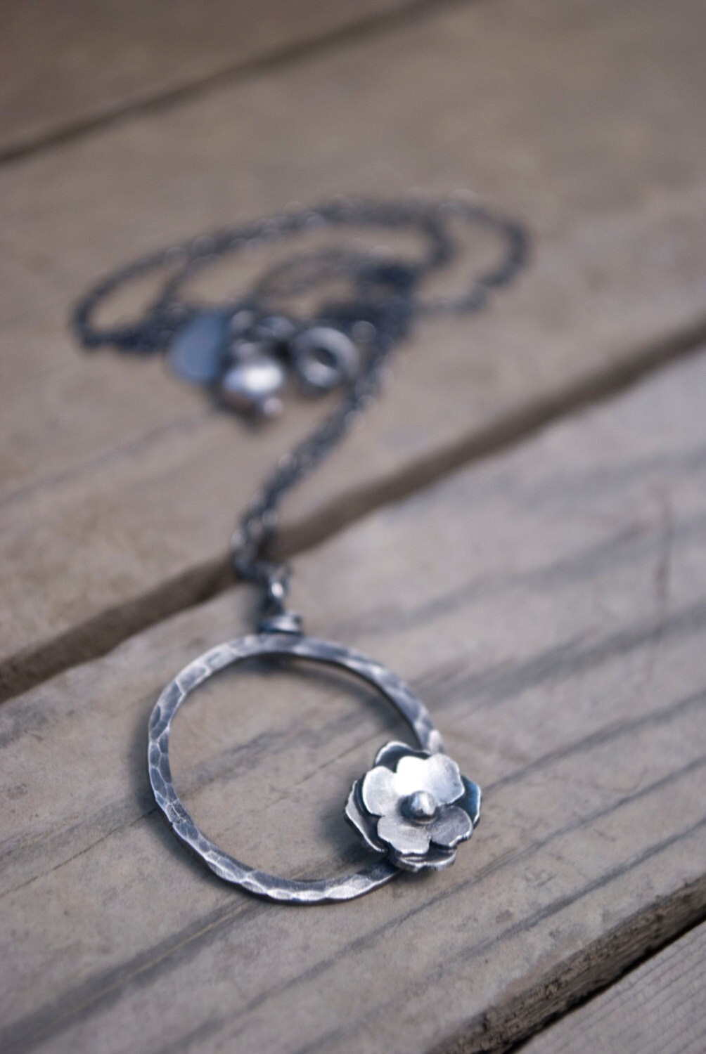 Flower Circle Necklace in Sterling Silver Small Floral - Etsy
