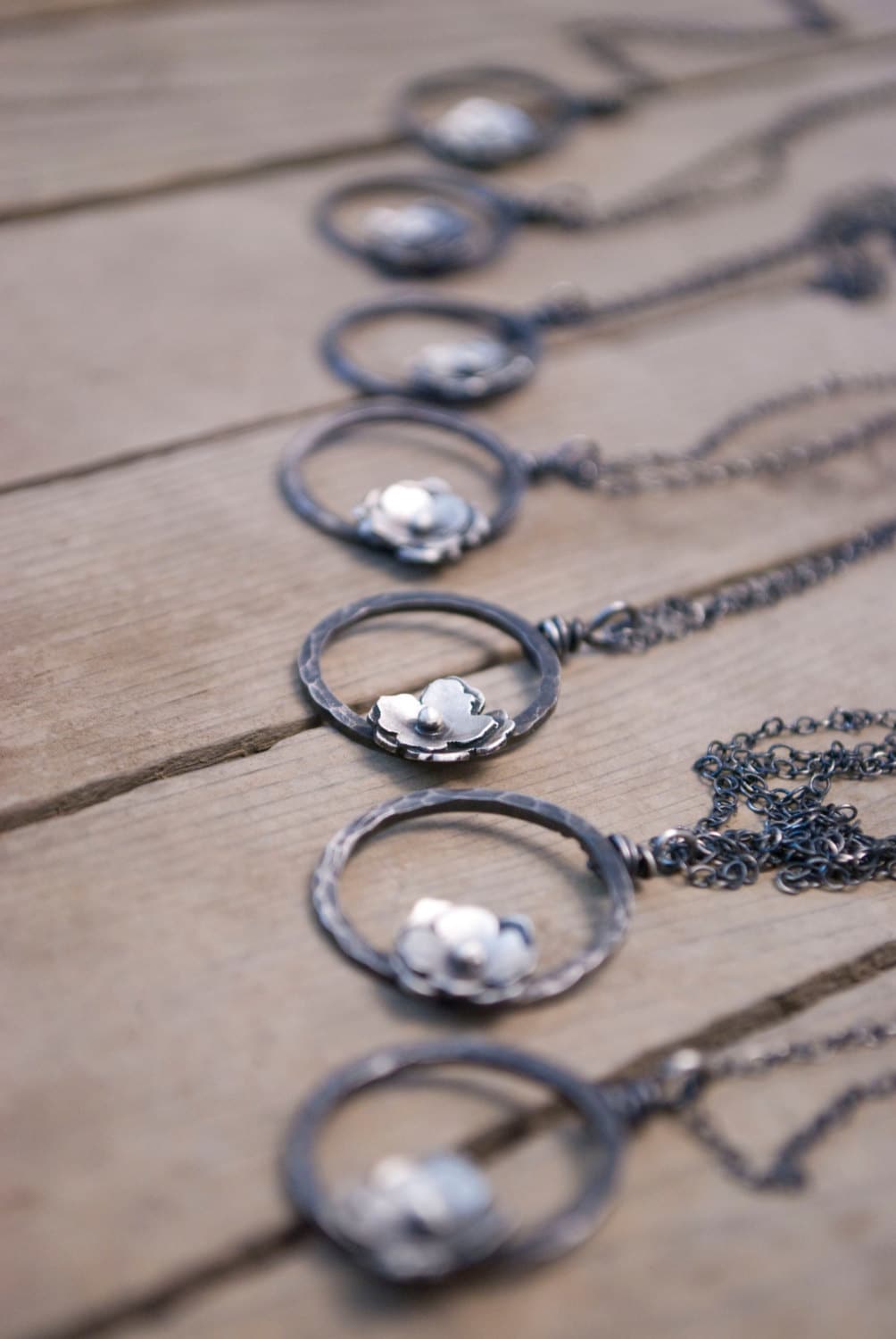 Flower Circle Necklace in Sterling Silver Small Floral - Etsy