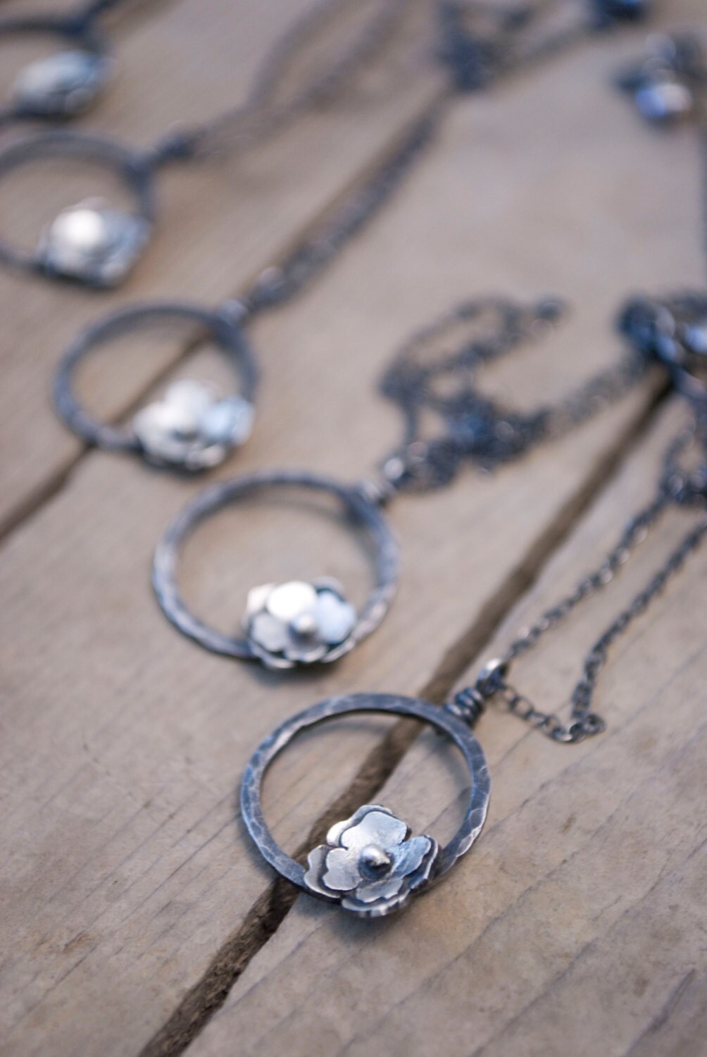 Flower Circle Necklace in Sterling Silver Small Floral - Etsy