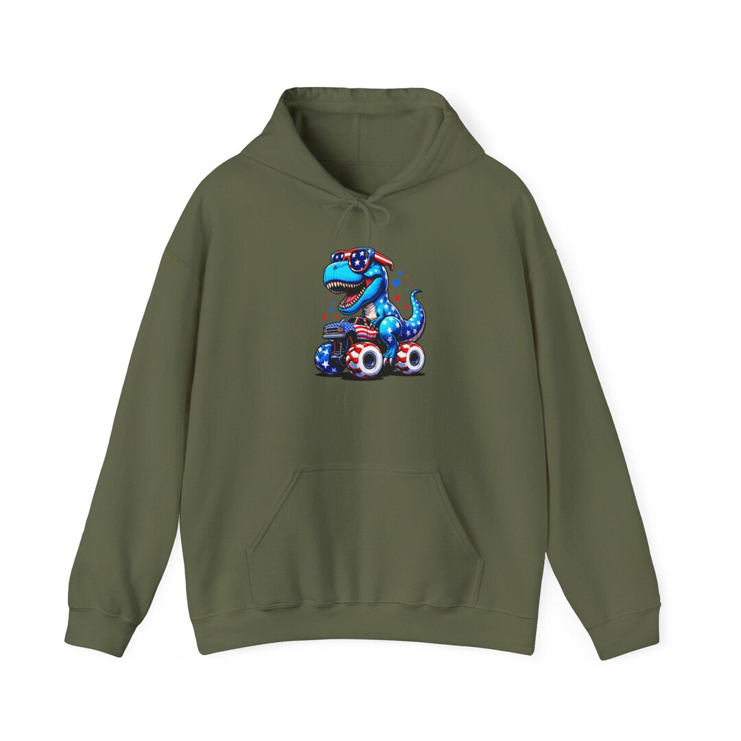 T-rex Monster Truck Hoodie, Dinosaur Hoodie, 4th of July Hoodie, Merica ...