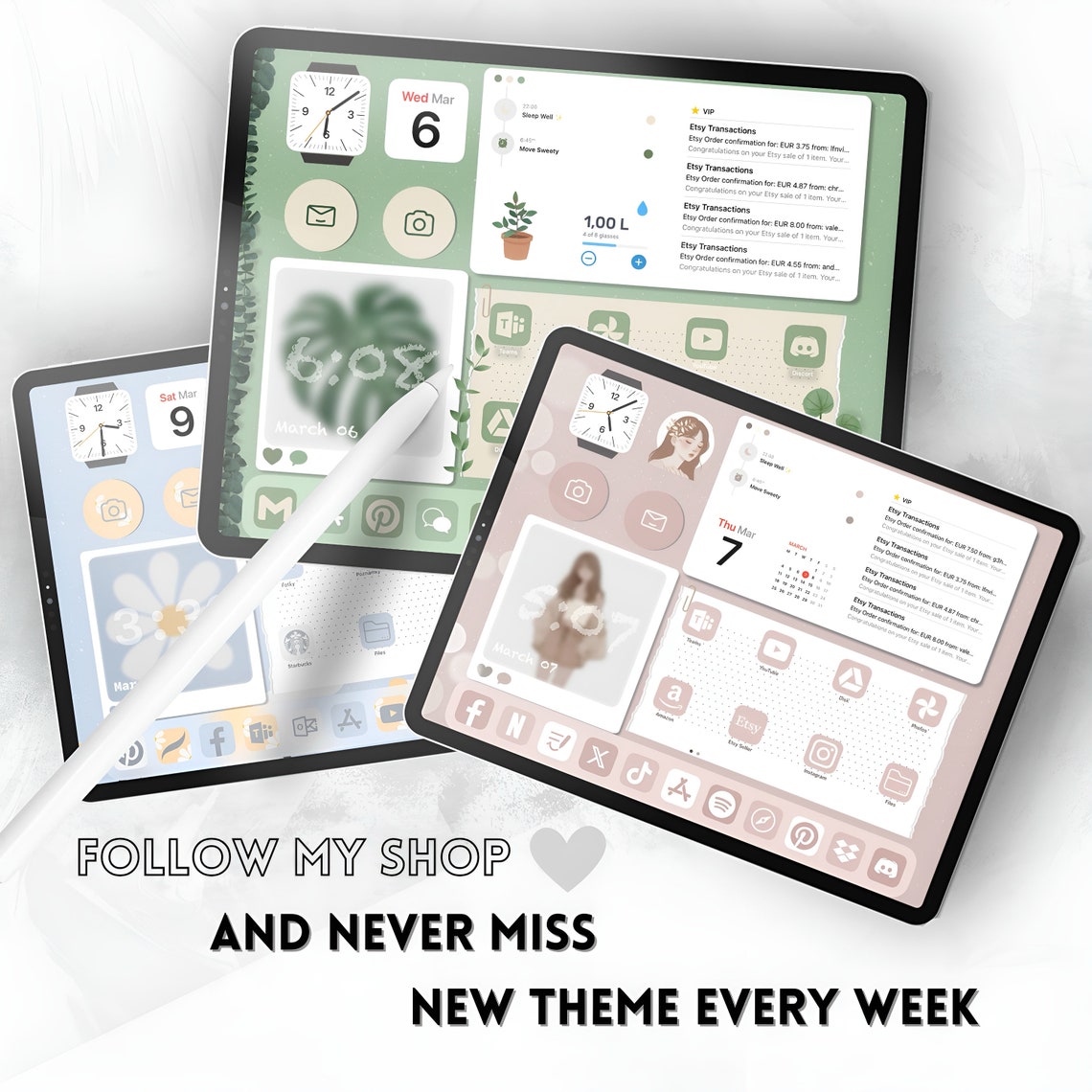 Girly Aesthetic Ios & Android Theme Pack / Android Tablet ...