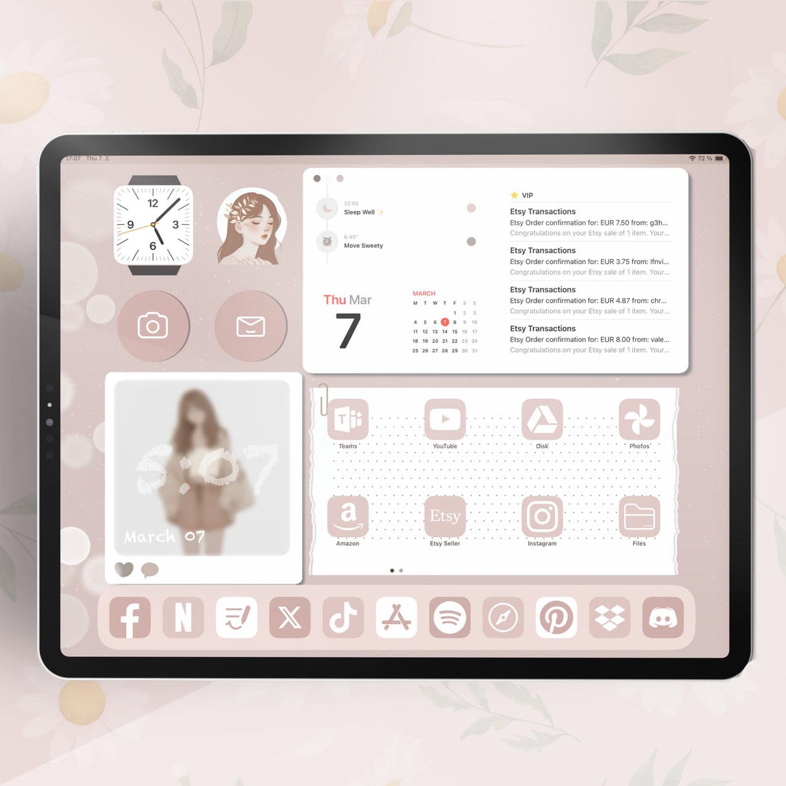 Girly Aesthetic Ios & Android Theme Pack / Android Tablet ...