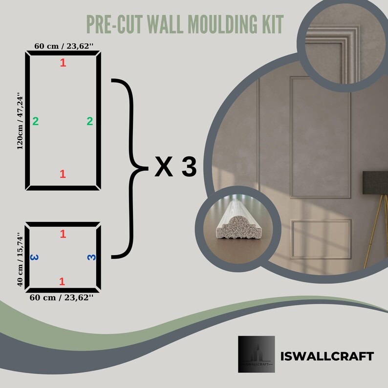 Wall Molding Kit, Premade Wainscoting Panels, Pre Cut Wall and Door ...