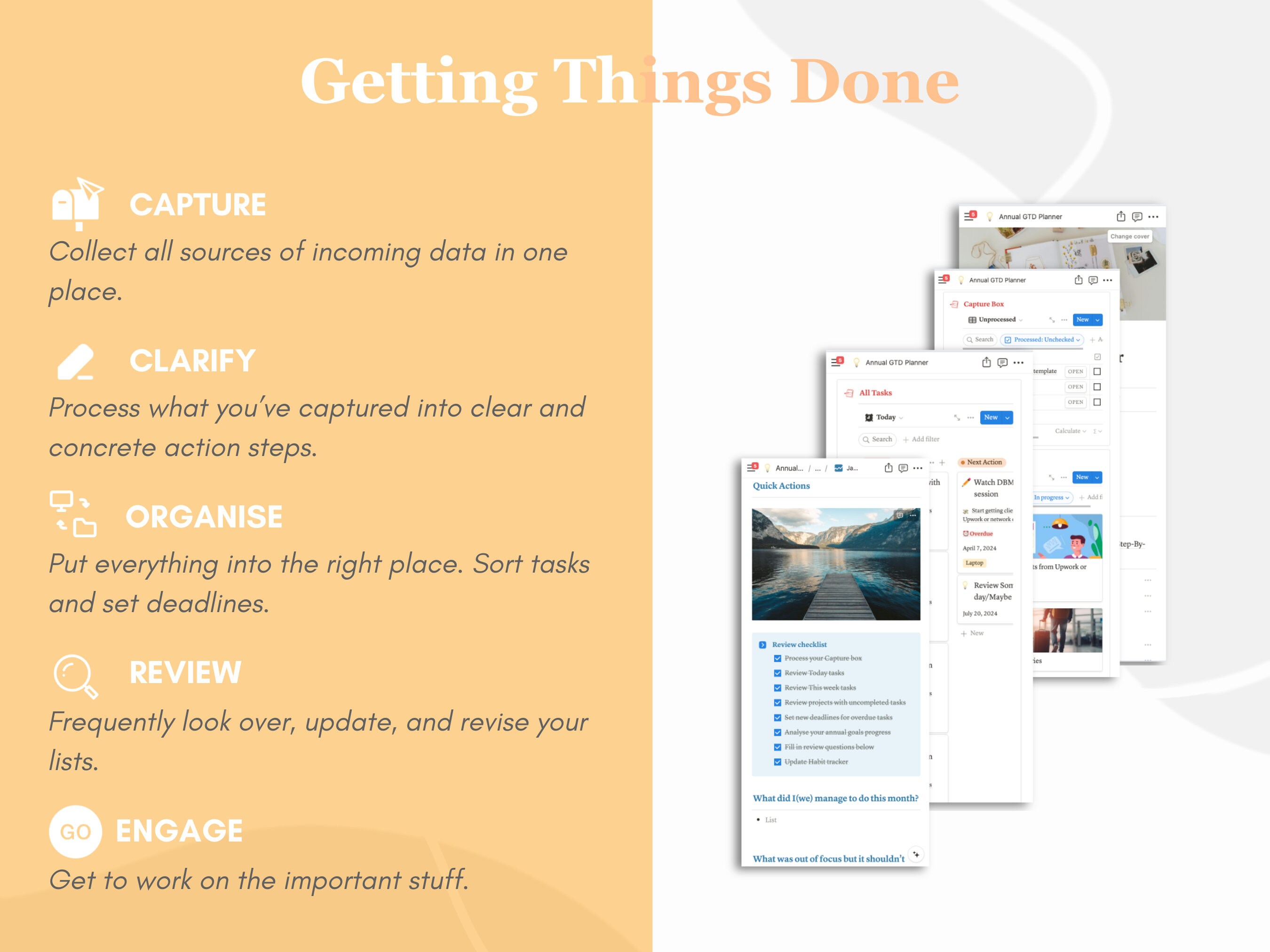 GTD Notion Template Getting Things Done Planner Work Business All in ...