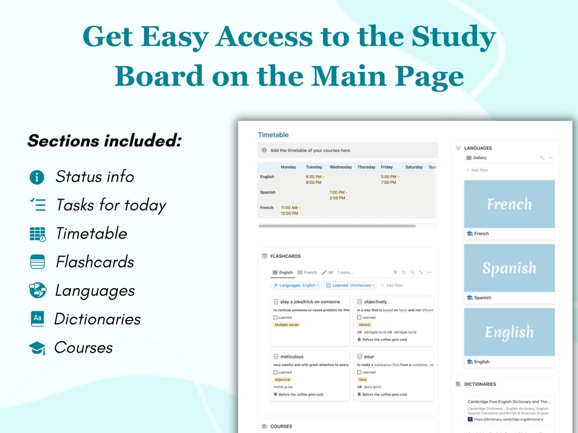 Language Learning Notion Template, Language Hub, Study Planner Template ...