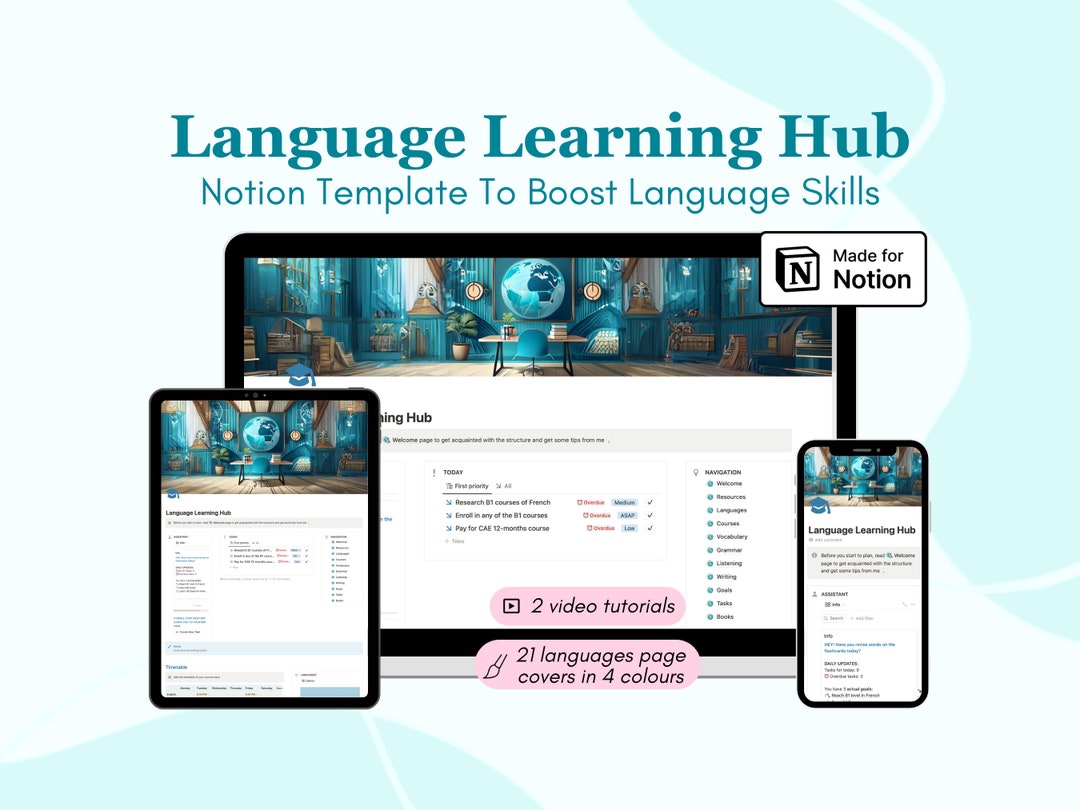 Language Learning Notion Template, Language Hub, Study Planner Template ...