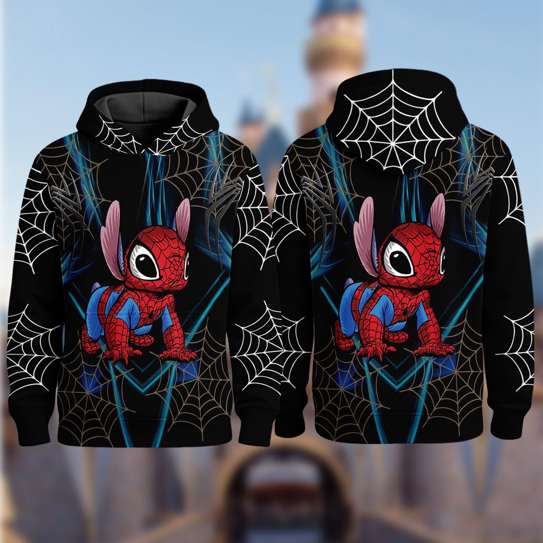 Personalized Spiderman Stitch and Lilo Mash up Hoodie, Lilo & Stich 3D ...