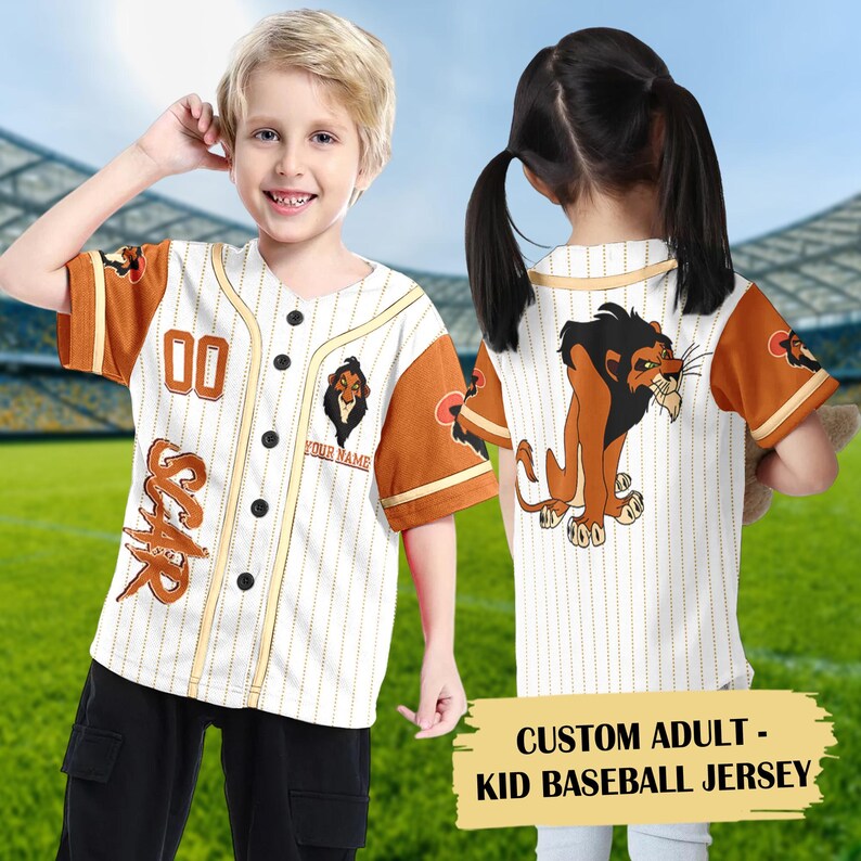 Custom Scar the Lion King Baseball Jersey, Scar Halloween Jersey Team ...
