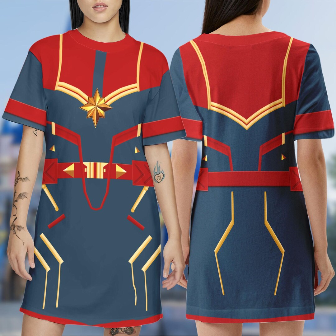Captain Women Heroine T-shirt Dress, Superhero Movie T-shirt Dress ...
