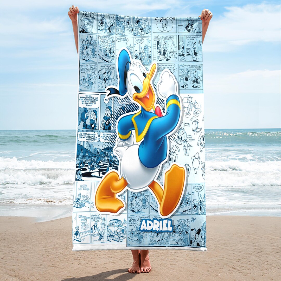 Personalized Disney Donald Duck Towel, Donald Beach Towel, Donald Duck ...